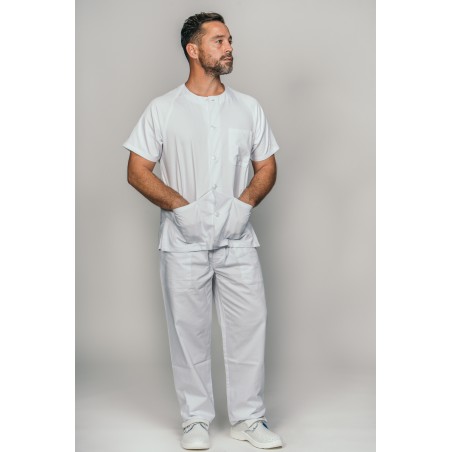 Pijama básico blanco con botones. PEDIR UNA TALLA INFERIOR A LA ...