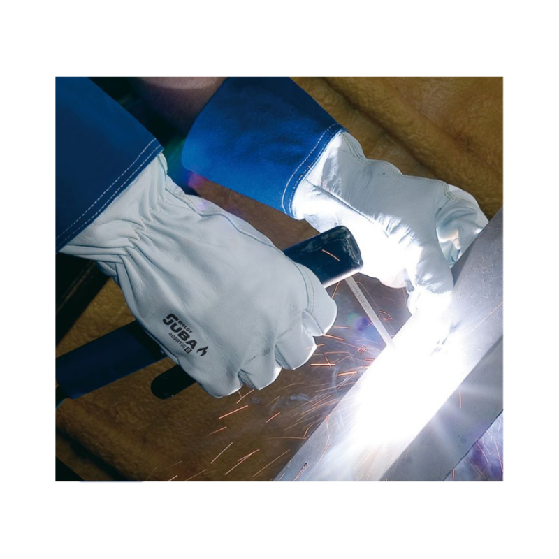 Par de guantes de piel flor de cabra con maguito de serraje, ref. 408 ...